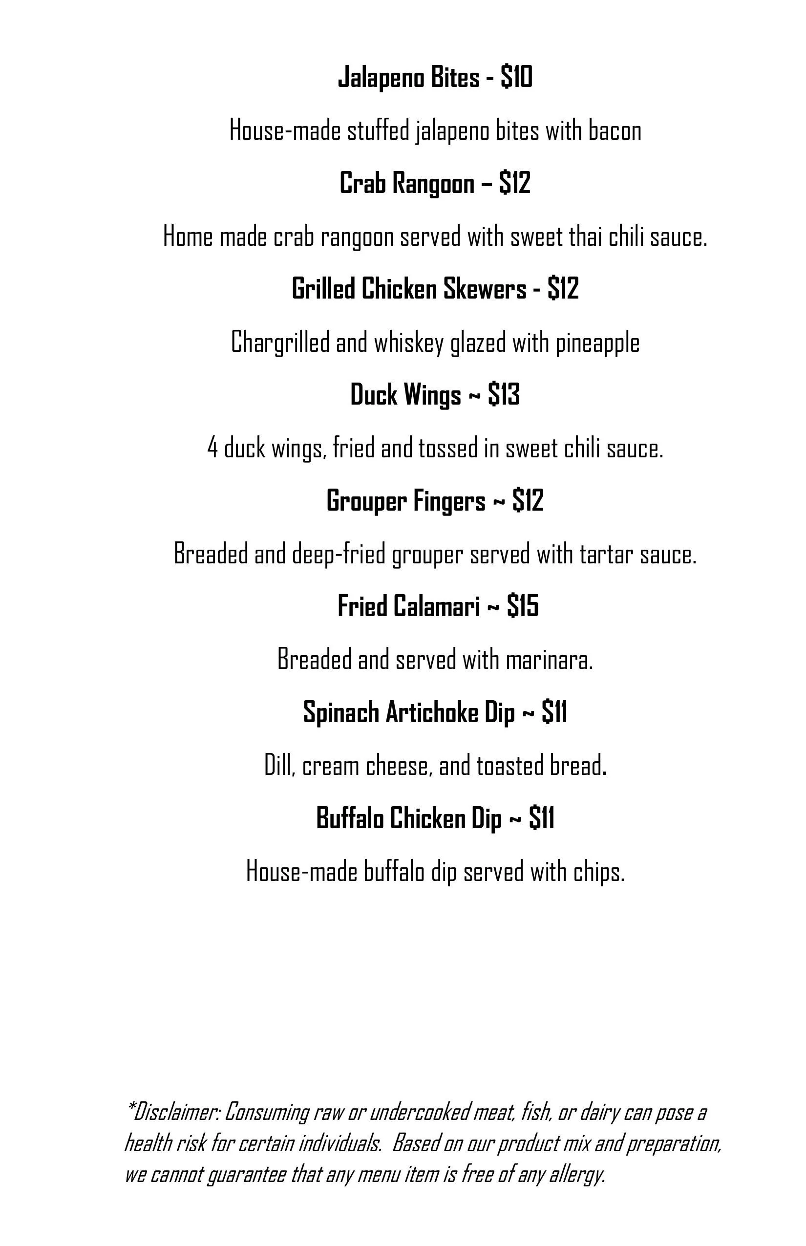 Menu — The Merara Tiki Lounge